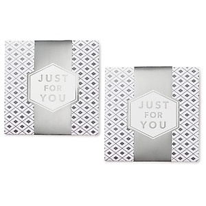 Hallmark 10" Large Gift Boxes with Wrap Bands (2-Pack: Silver and White, "Just For You") for Weddings, Graduations, Christmas, Valentine's Day, Birthdays