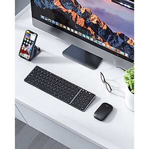 Wireless Bluetooth Keyboard and Mouse Compatible for Mac, seenda Stainless Steel Multi-Device Keyboard and Mouse Rechargeable with Number Pad, Compatible for Mac, iPad, iOS, Buetooth Keyboard