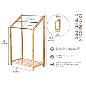 ToiletTree Products Bamboo Towel Rack Holder for Bathrooms (3 Tier) - Freestanding Beach Towel & Poolside Rack with Bottom Storage Shelf – Organizer for Bath, Hand Towel, Wash Cloths