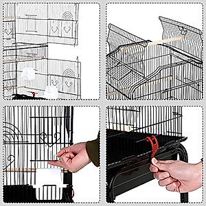 HCY Bird Cage Parakeet 64 inch Open Top Standing Parrot Accessories with Rolling Stand for Medium Small Cockatiel Canary Conure Finches Budgie Lovebirds Pet Storage Shelf, Black, 64x13x17 (Pack of 1)