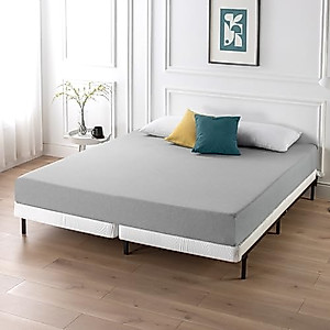 ZINUS No Assembly Metal Box Spring, 4 Inch White Mattress Foundation, Sturdy Metal Structure, Split King
