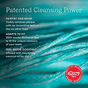 Cocofloss Woven Dental Floss, Dentist-Designed Oral Care, Mint, Waxed, Expanding, Vegan, Kid-Friendly String Floss with Coconut Oil, 4 Spools (33 yd Each)