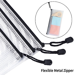 EOOUT 24pcs Mesh Pouch Bags, 9.5x4.5 Inches Waterproof Black Bags, Bill Size Organizing Storage with Zipper, Small Pouches for School, Classroom, Office and Bill