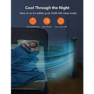 Orgtoy Tower Fan for Bedroom, 42” Oscillating Cooling Fan with Remote, Height Adjustable, 12H Timer, 5 Speeds, LED Display, Low Noise, Touchpad, Space-Saving, Quiet Stand Up Fan for Offices and Home