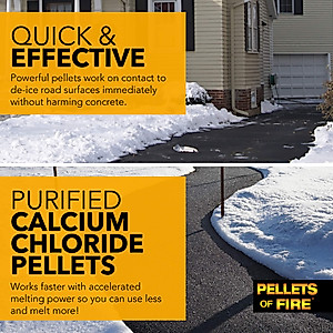 Pellets of Fire Calcium Chloride Ice and Snow Melt + Deicer, 50 Lb. Bag, Works to -25 Degrees Fahrenheit