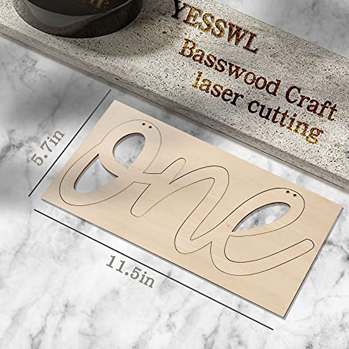 YESSWL One Wooden Sign Banner - Wooden Cutout One Logo Letters Banner for 1st Birthday Party, Wall Decor Table Display Baby Chair Banner, Photo Prop for Baby Shower Party Decorations.