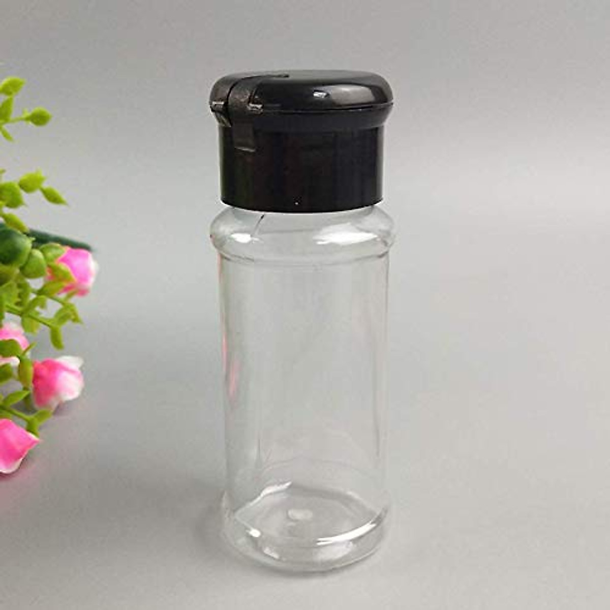 25 Pcs Empty Plastic Spice Bottles Set for Storing Barbecue Seasoning Salt Pepper and More 90 ml/3 oz Black