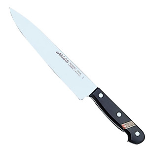 Arcos Chef Knife 8 Inch Stainless Steel. Cooking Knife to Cut and Peel Small Food. Ergonomic Polyoxymethylene Handle and 200mm Blade. Series Universal. Color Black