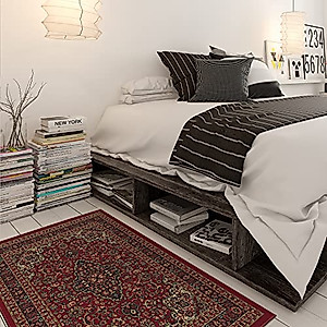 Ottomanson Ottohome Collection Non-Slip Rubberback Medallion Oriental Design 3x5 Indoor Area Rug, 3'3" x 5', Red