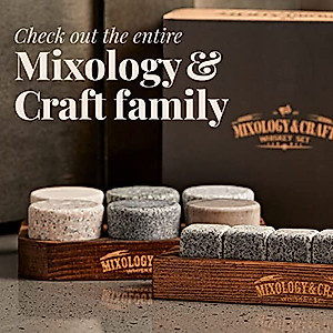 Mixology & Craft Whiskey Stones Set - 6 Circular Granite Bourbon Chilling Rocks - Great Whiskey Gifts for Men, Fathers, Groomsmen Gifts