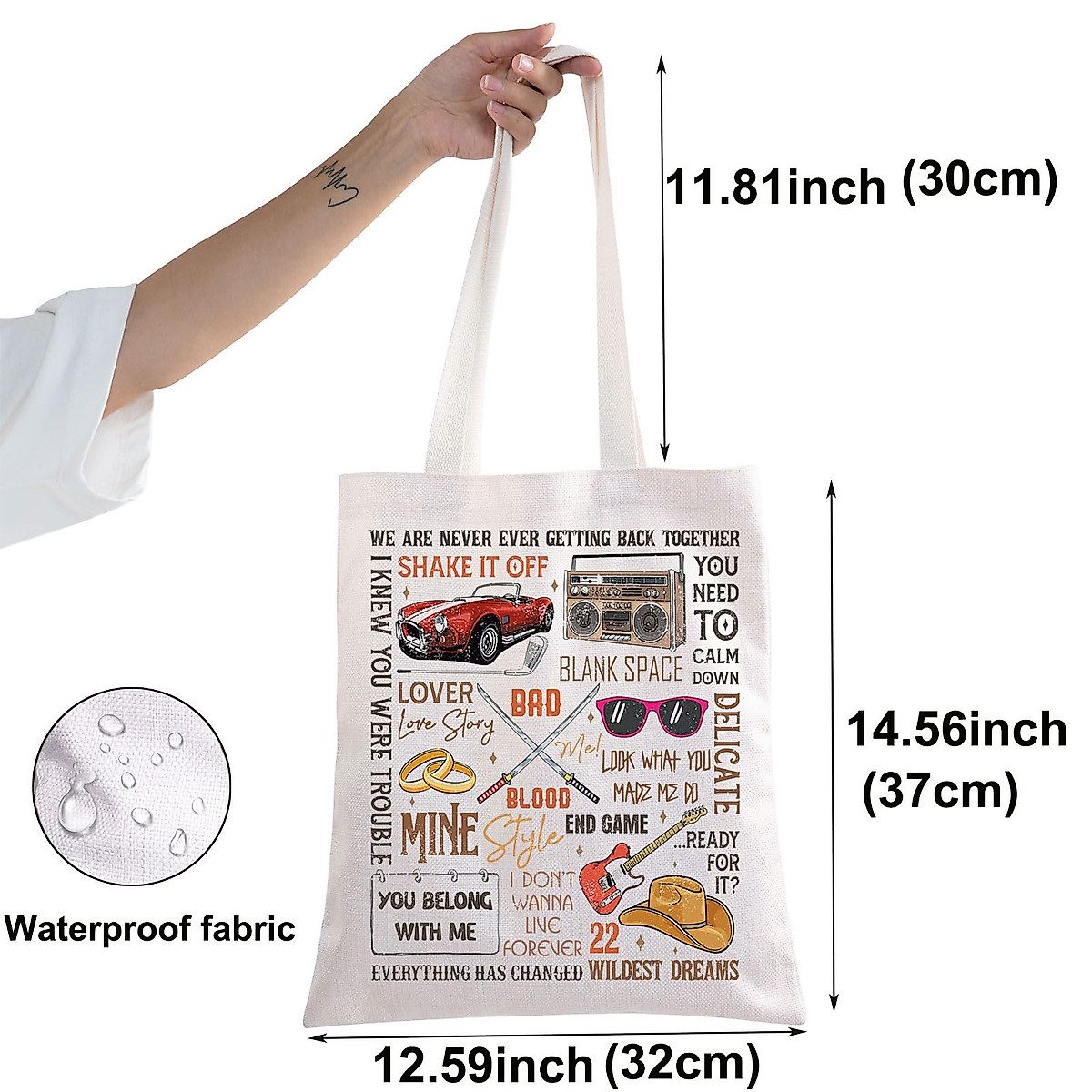 BWWKTOP WZMPA Singer Album Canvas Tote Bag Singer Tour Gifts Song Lyrics Shoulder Bag Singer Merchandise (WE ARE NEVER)