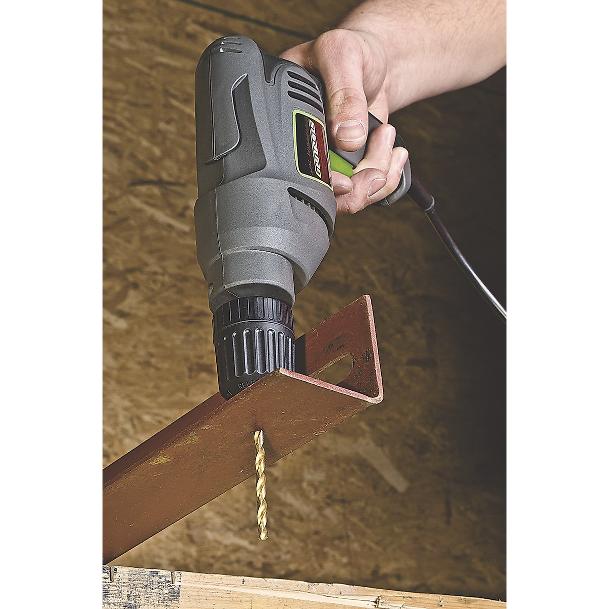 Genesis 4.2 Amp Corded Drill Variable Speed Reversible Electric with 3/8-Inch Keyless Chuck, Belt Clip, Rubberized Grip, Lock-On Button and 2 Year Warranty (GD38B)