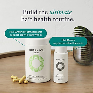 Nutrafol Women's Hair Serum, Safe for Hair Extensions and Hair Color, Supports Visibly Thicker and Stronger Hair, Vegan, Lightweight and Fast-Absorbing - 1.7 Fl Oz, Pack of 2