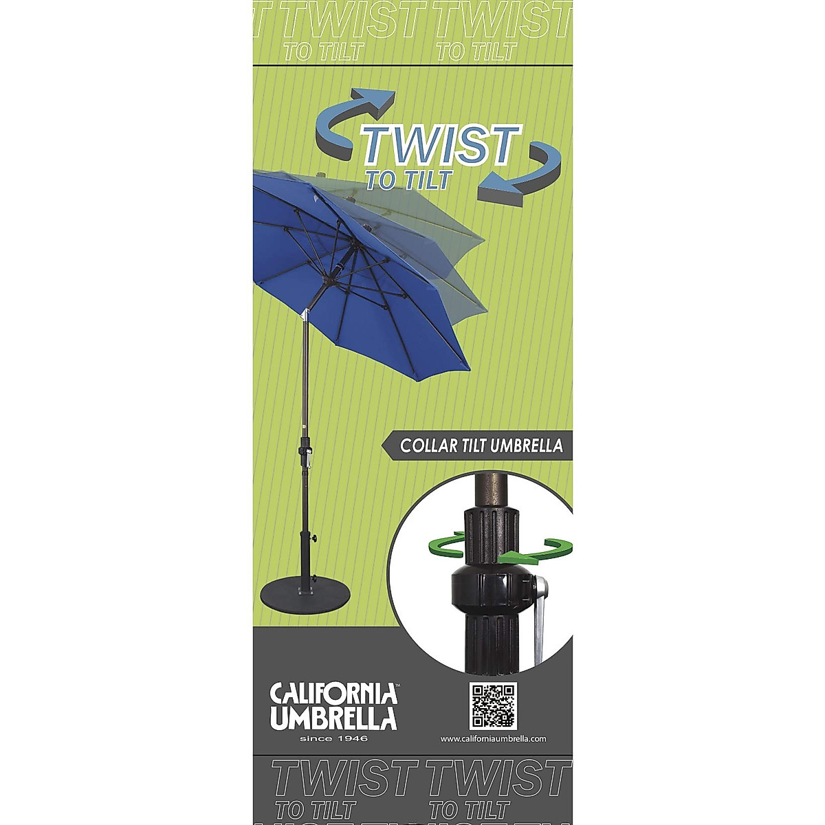 California Umbrella 11' Rd Tahoe Series Aluminum Patio Umbrella, Crank Lift, Collar Tilt, Bronze Finish, Sunbrella Parrot Fabric