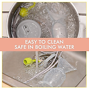 haakaa Manual Breast Pump 150ml with Flower Stopper, Silicone Lid & Silicone Strap Set Breastfeeding Essentials