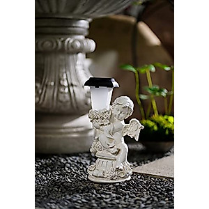 HONGRUIART Angel Statue with Solar Lamp Decoration Angel Solar Light Statues for Garden Memorial Gift Solar Angels Resin Gifts for Mom Baby Angel Statue Garden Decor