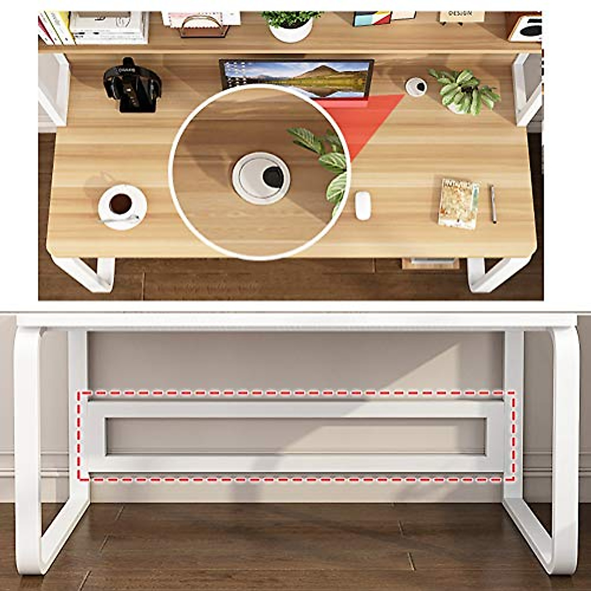 47inch Computer Desk with Hutch and Bookshelf,Modern Writing Table Gaming Desk with Space Saving Design,Large Home Office Workstationwith Desk