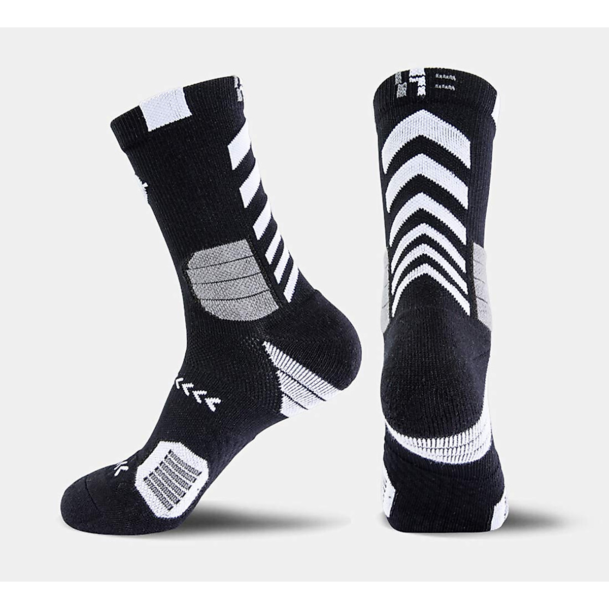 YWSLRC 5 Pairs Men's Athletic Crew Socks Performance Thick Cushioned Sport Basketball Running Training Compression Sock