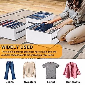 Clothes Organizer Drawer,Closet Dividers Box For Clothes Storage , 12 Compartments Foldable Drawer Organizer with Handles, Fabric Closet and Storage Basket for T-shirts, Jeans, Underwear,Grey(12 Grid)