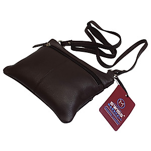Swiss Marshall Womens Genuine Leather Small Crossbody Shoulder Designer Bag and Ladies Purse (Brown)
