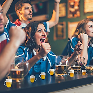 DOERDO 25Pieces Mini Beer Glasses Clear Plastic Mug Shot Small Juice Cups Tasting Glasses for Beer Festival Outdoor BBQ, Outdoor Picnics, or Oktoberfest, 0.2oz