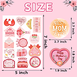 Funnlot Mothers Day Stickers Happy Mothers Day Stickers 348PCS Mothers Day Stickers for Kids Mothers Day Labels for Envelope Card Decorations Boxes Party Favor