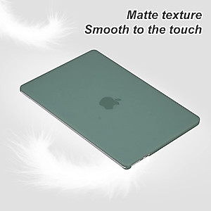 EooCoo Case Compatible with 2024 2023 2022 MacBook Air 13 inch Case M3 A3113 M2 A2681, Green Air 13.6" Plastic Hard Shell Case + TPU Keyboard Skin Cover + Screen Protector, Midnight Green