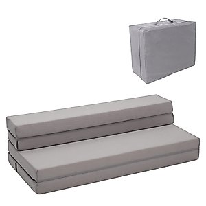 BDEUS Folding Mattress with Storage Bag Folding Sofa 4" Breathable High-Density Foam Mattress Topper, Portable Guest Bed with Removable&Washable Cover (Q (75 x 60 Inch))