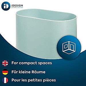 iDesign Cade Oval Slim Trash, Compact Waste Basket Garbage Can for Bathroom, Bedroom, Home Office, Dorm, College-Matte Soft Aqua