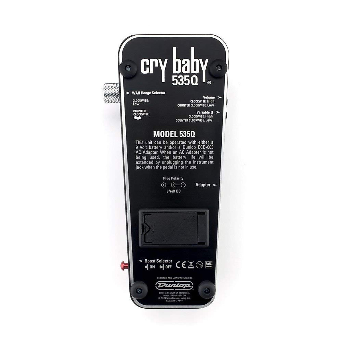 Dunlop 535Q Cry Baby Multi-Wah Pedal Bundle with 2 MXR Patch Cables, Dunlop ECB003 Power Supply, and 6 Assorted Dunlop Picks