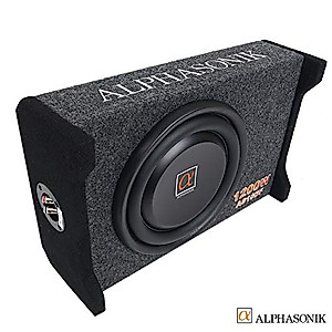 Alphasonik AS10DF 10" 1200 Watts 4-Ohm Down Fire Shallow Mount Flat Enclosed Sub woofer for Tight Spaces in Cars and Trucks, Slim Thin Loaded Subwoofer Air Tight Sealed Bass Enclosure