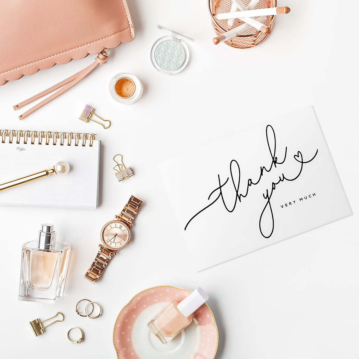 Layneria 100 Bulk Thank You Cards with Kraft Envelopes and stickers - 4 Minimalistic Designs Blank Thank You Notes with Envelopes for business Wedding Bridal Gift Baby Shower Business Graduation