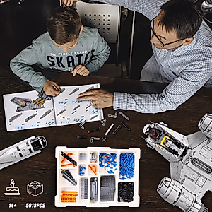 WLOXBKF MOC Starship Toys The Razor Crest Spaceship Model Building Kits,Star Plan UCS Collectible Set for Adults Compatible with Star Wars A New Hope Educational Blocks (5018 Pieces)
