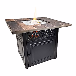 Endless Summer Piper 38 Inch Square DualHeat Gas Fire Pit Table And Patio Heater Combination with Hidden Control Panel, White Fire Glass and Cover