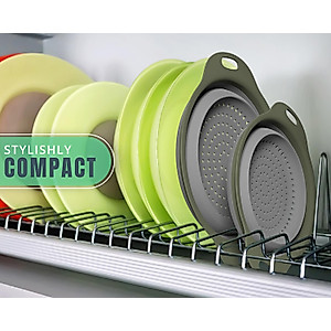 Ultimate Kitchen Strainers Set of 2 - Collapsible Silicone Colanders For Easy Storage by Comfify - Use with Pasta & Veggies or as a Fruit or Berry Bowl with Strainer - Irreplaceable for Campers - Gray