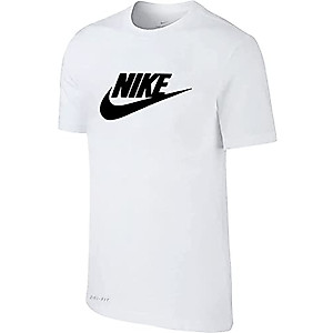 Nike mens Dri-Fit Sportswear Logo T-Shirt, White/Black/Black, Large