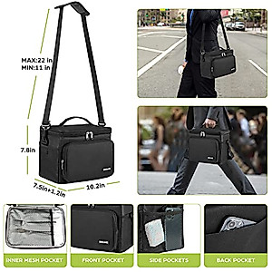 Insulated Lunch Bag Reusable Large Lunch Box for Men/Women, Leakproof Cooler Tote Portable Lunch Bag with Adjustable Shoulder Strap (Black)