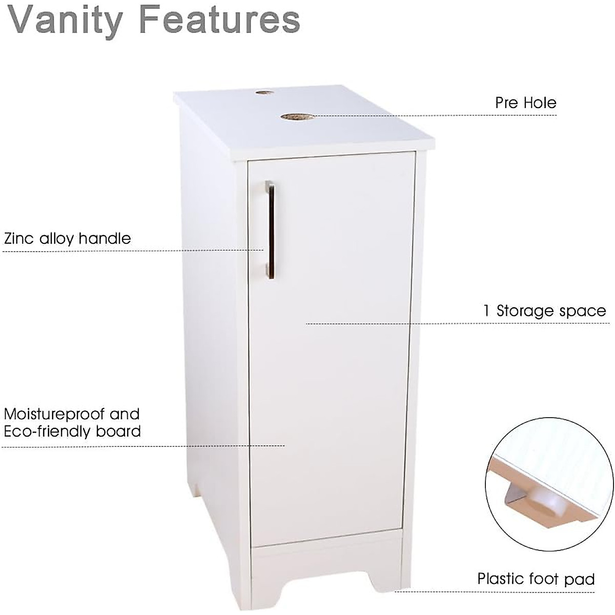 U-Eway 13 inch White Bathroom Vanity and Sink Combo,Artistic Tempered Glass Vessel Sink Combo with Faucet & Solid Brass Pop Up Drain,Single Small Bath