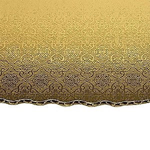 O'CREME Gold-Top Scalloped Rectangular Cake and Pastry Board 3/32 Inch Thick, 14 Inch x 18 Inch (Half-Sheet Size) - Pack of 10