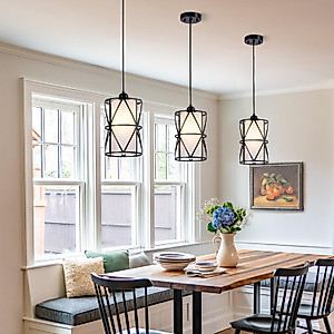 Zlierop Pendant Lights with Frosted Glass, Matte Black Pendant Lighting Kitchen Island, Cylindrical Pendant Light Fixtures, Modern Kitchen Island Lighting, Pendant Light for Foyer, Entryway-Large