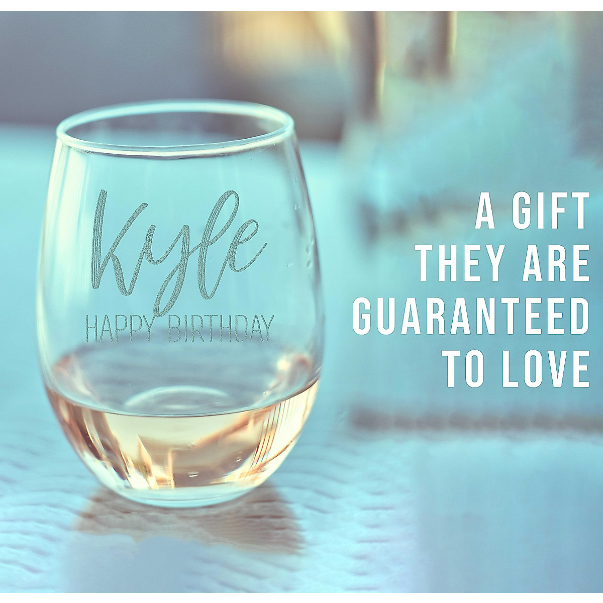 Personalized Etched Monogram 17oz Stemless Wine Glass - Wine Gifts for Women, Customized Engraved Wedding Gifts, Unique Mother's Day Gift, Bridesmaid, Customizable Birthday Wine Tumbler, Caldwell