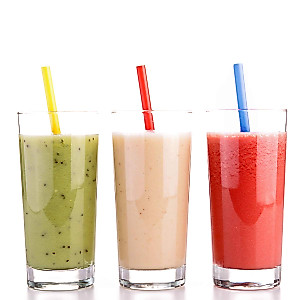 Comfy Package [Case of 3,000] 10 mm Jumbo Smoothie Straws, 8.5" High Plastic Boba Straws, Milkshake Straws - Assorted Colors