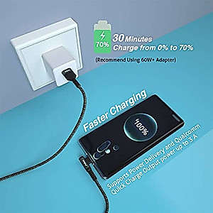 Ailun USB C Cable Right Angle 90 Degree Elbow USB A to C 60W PD Fast Charge Nylon Braided 3Pack [3ft+6ft+6ft] for Galaxy S22/S22+/S22 Ultra, S21 5G, S20 S10 iPad Pro MacBook Switch