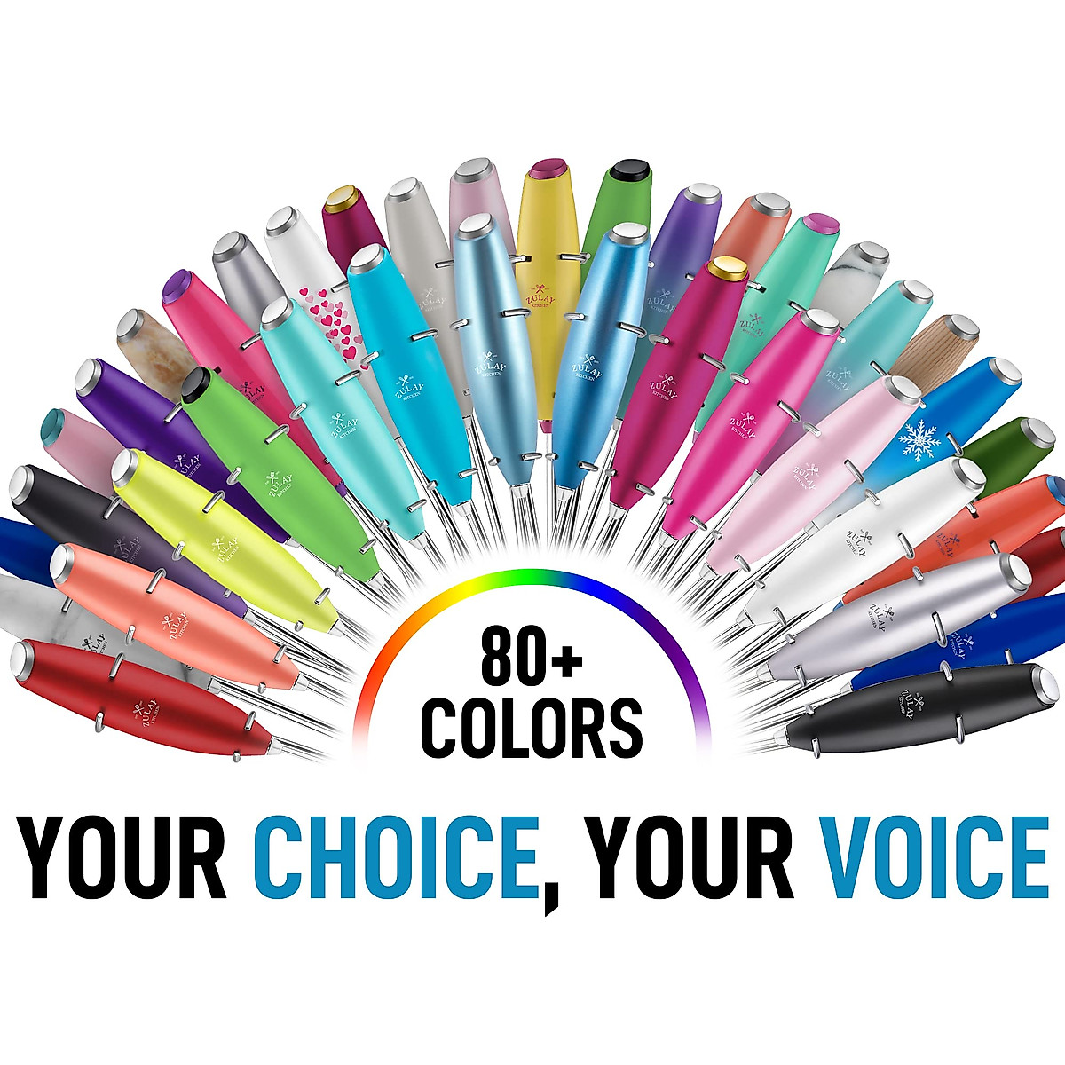 Zulay Powerful Milk Frother for Coffee with Upgraded Titanium Motor - Handheld Frother Electric Whisk, Milk Foamer, Mini Mixer and Coffee Blender Frother for Frappe, Latte, Matcha, No Stand - Pink