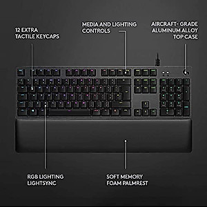 Logitech G513 Carbon RGB Backlit wIRED Mechanical Gaming Keyboard with GX Blue Clicky Key Switches LIGHTSYNC Technology Memory Foam Comfort (Carbon) (Renewed)