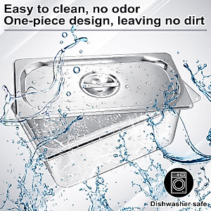 8 Pack Stainless Steam Hotel Pan 1/3 Size x 6 Deep Steam Table Pan with Lid 0.8 mm Thick Stainless Steel Anti Steam Pan Restaurant Anti Clogging Steamer for Party, Restaurant, Hotel