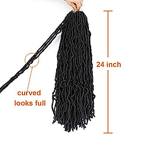 SamBraid 24 Inch 7 Packs New Soft Locs Crochet Hair for Black Women, for Natural Butterfly Locs Style Crochet Hair, Black Curly and Pre -Looped Faux Locs Crochet Hair (24 Inch, 7Packs, 1B)