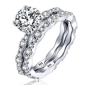 STARCHENIE 1.25 Ct Cubic Zirconia Engagement Rings Set for Women Sterling Silver CZ Wedding Bridal Ring Set