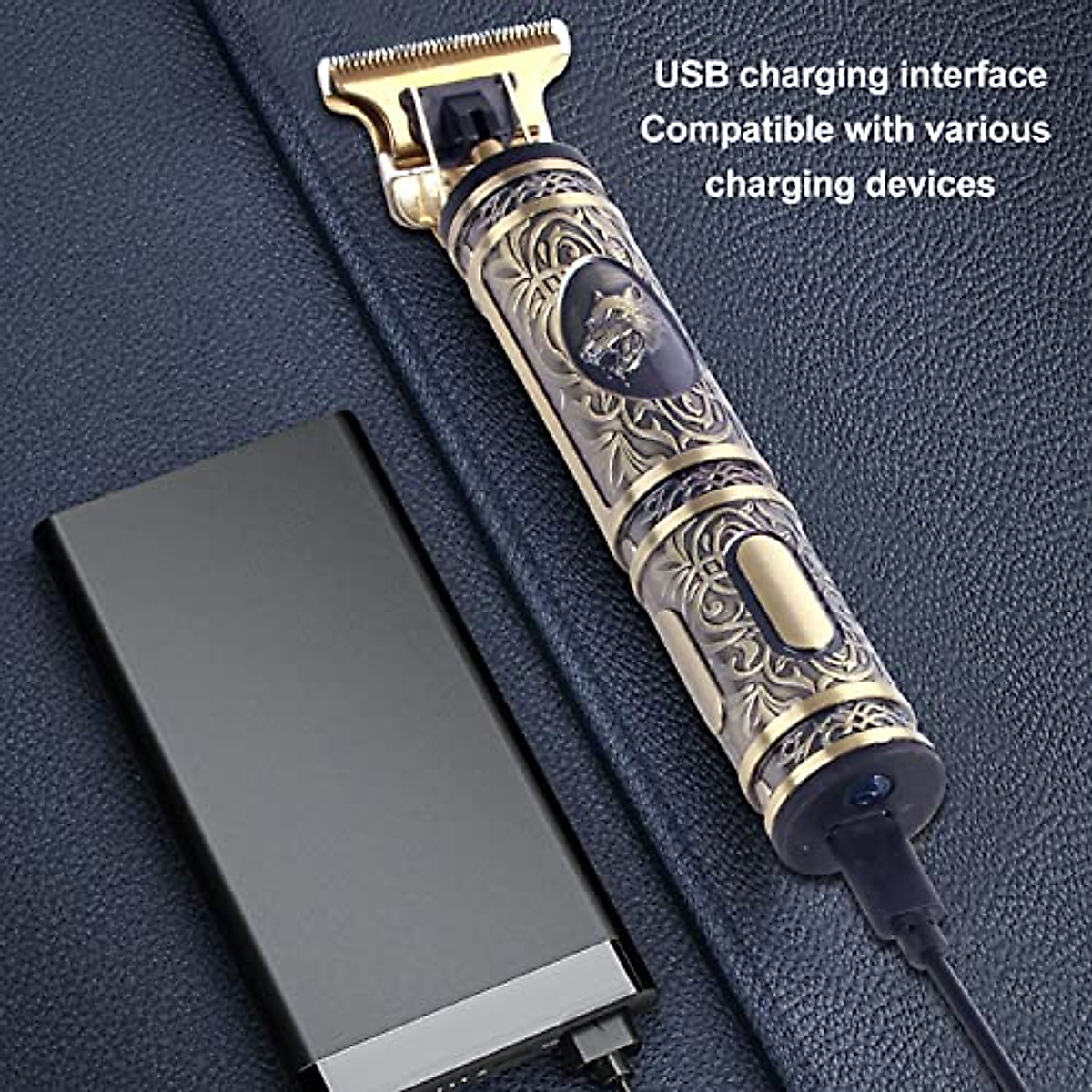 Hair Clippers for Men, Hair Trimmer T Blade Trimmer Zero Gapped Trimmer, Cordless Rechargeable Beard Trimmer Shaver Hair Cutting Kit (Gold)