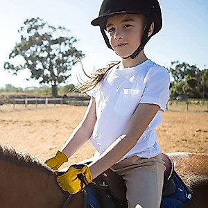 FEISHDEK Kids Work Gloves Age 2-14, Extra Soft Deerskin Suede, Durable, Flexible Toddler Youth Genuine Leather Gloves for Kids Yard Work, Working, Gardening (Small, Yellow, 2-4 Years Old)